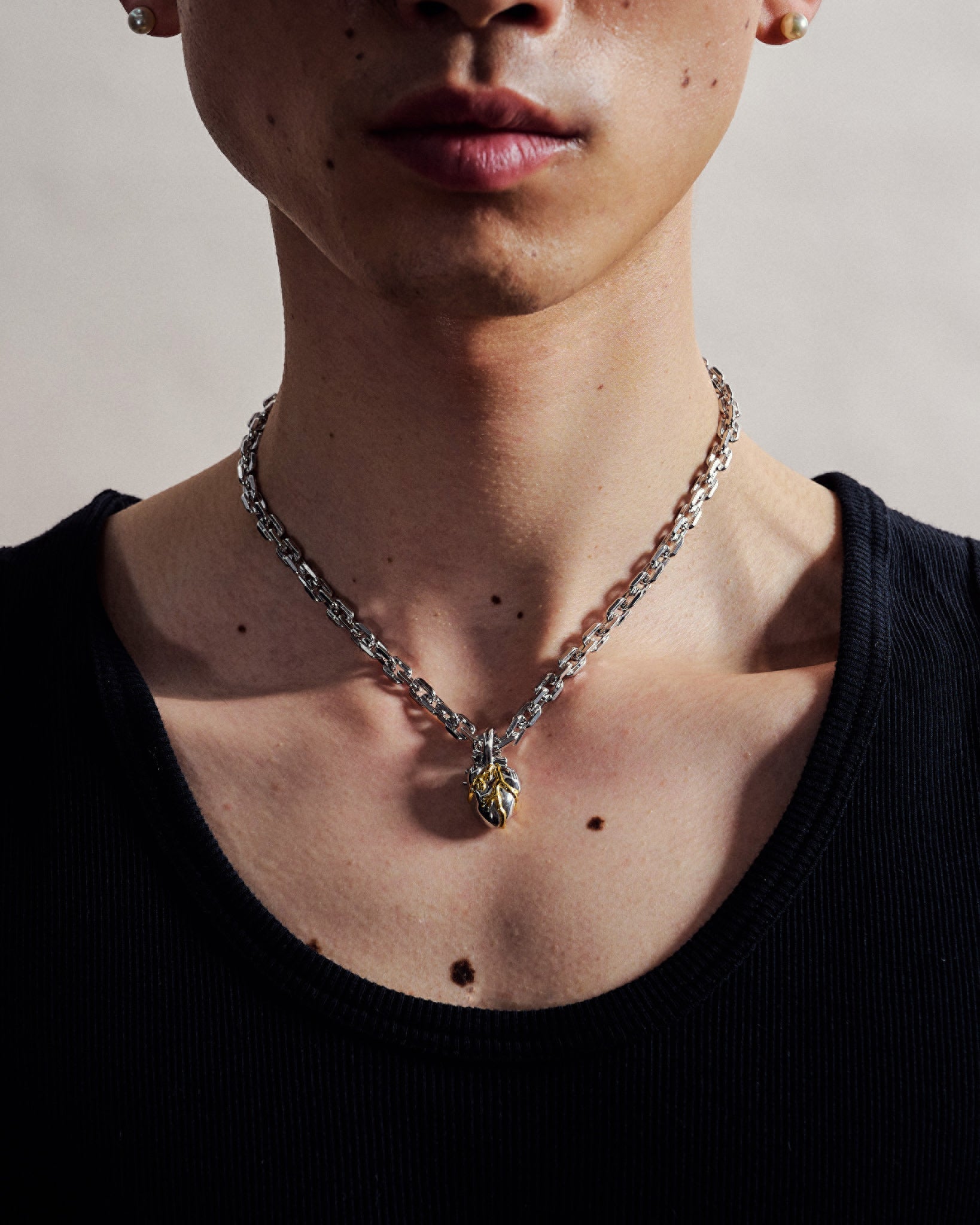 Anatomical Heart Necklace - Cross Link Chain – 000'M